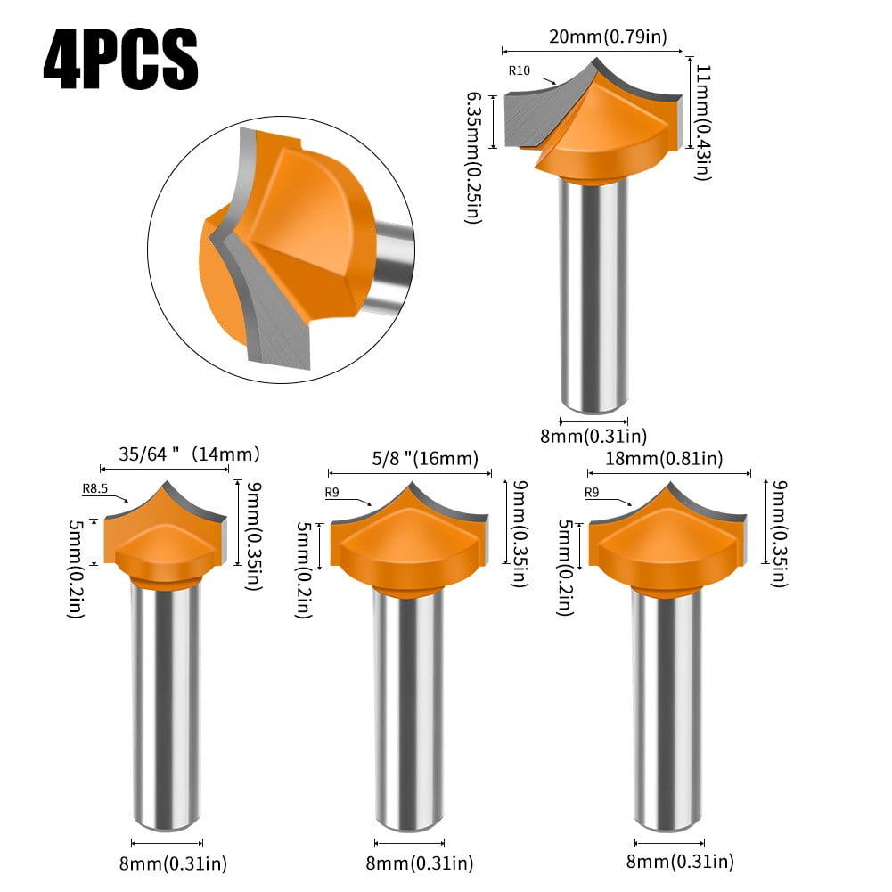 8mm Handle Woodworking Tip Engraving Drill Bit Trimming Machine Milling ...