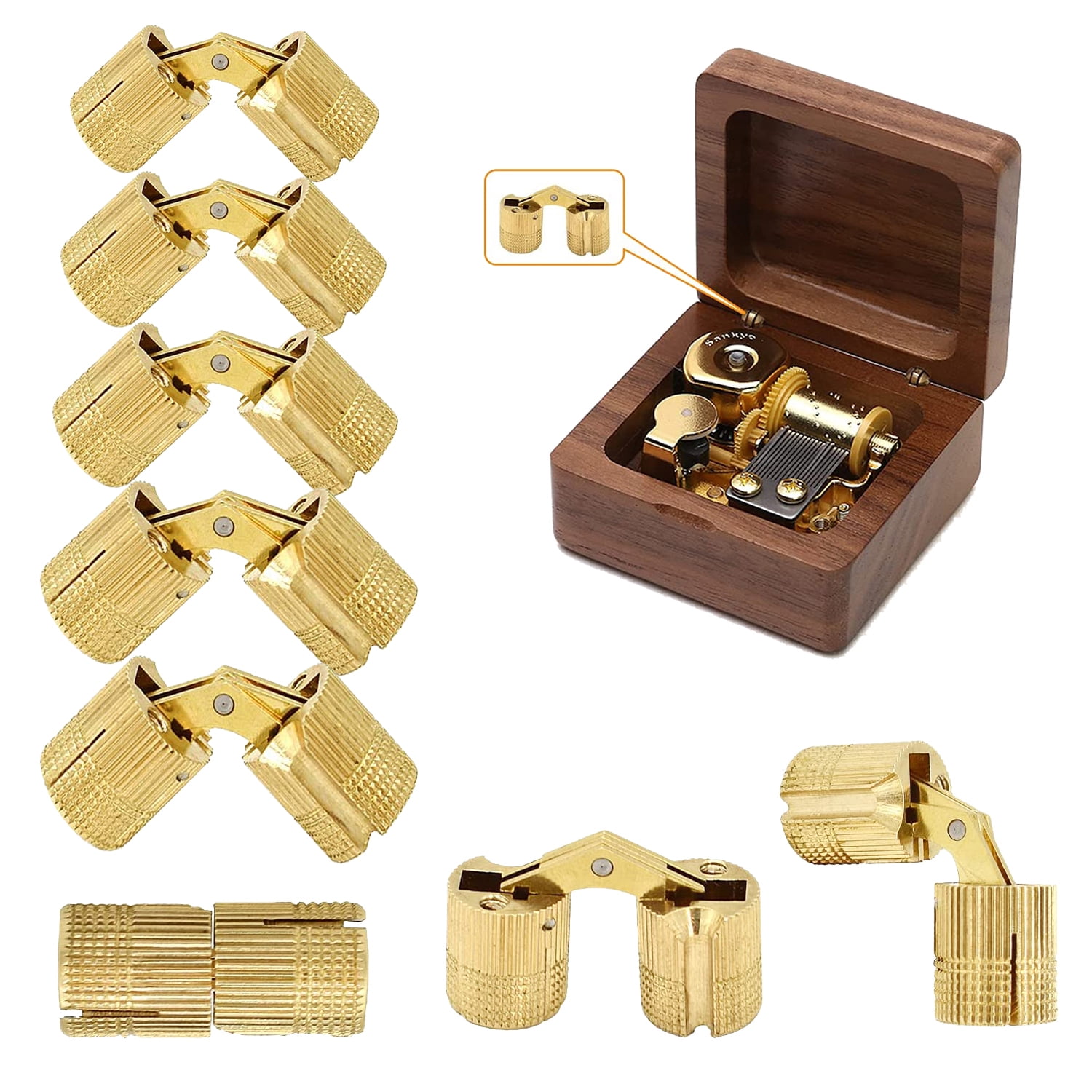 SKYPRO 4Pcs/Pack Hidden Furniture Hinge Brass Concealed Barrel Wooden ...