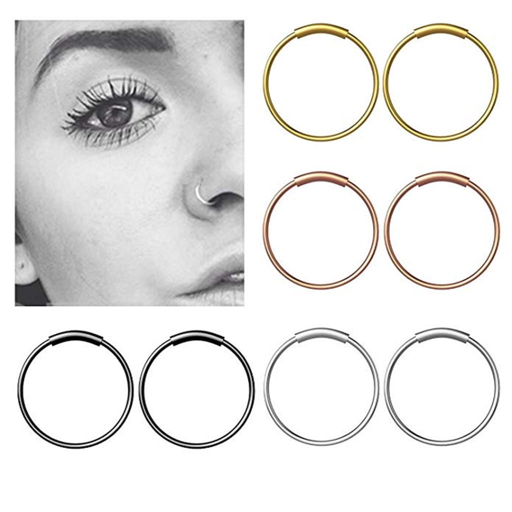 8mm Hoop Ear Piercing Hinge Septum Ring Lips Nose Ring Steel Stainless ...