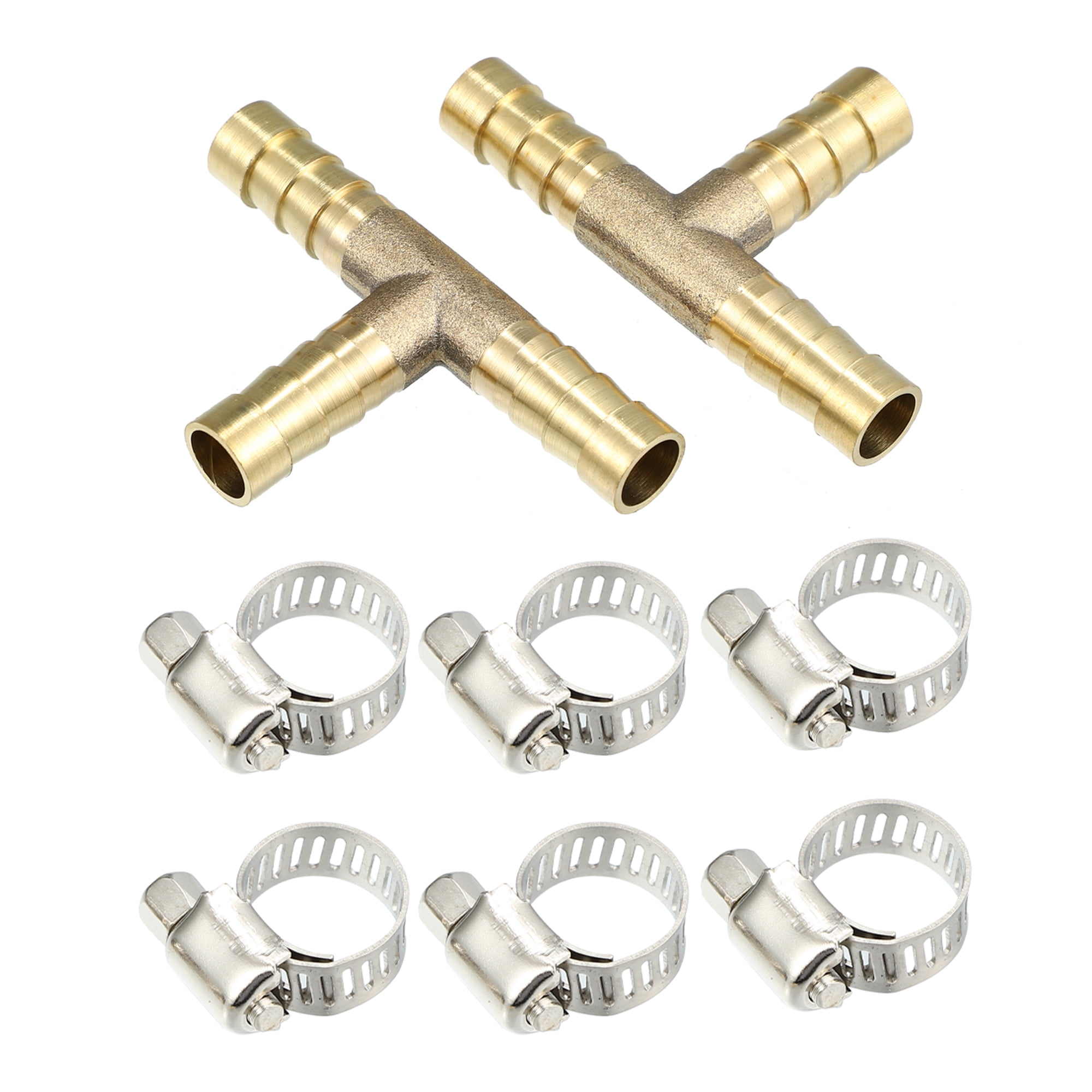 8mm Hose Barb Copper T Shape 3 Way Tee Connector Adapter for Fuel Air Water Gas Oil Pipe with 6 ...
