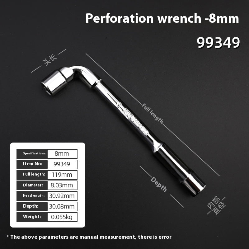 8mm L-Shaped Hole Punch Wrench - 7-Shape Milling Manual Pipe Wrench ...
