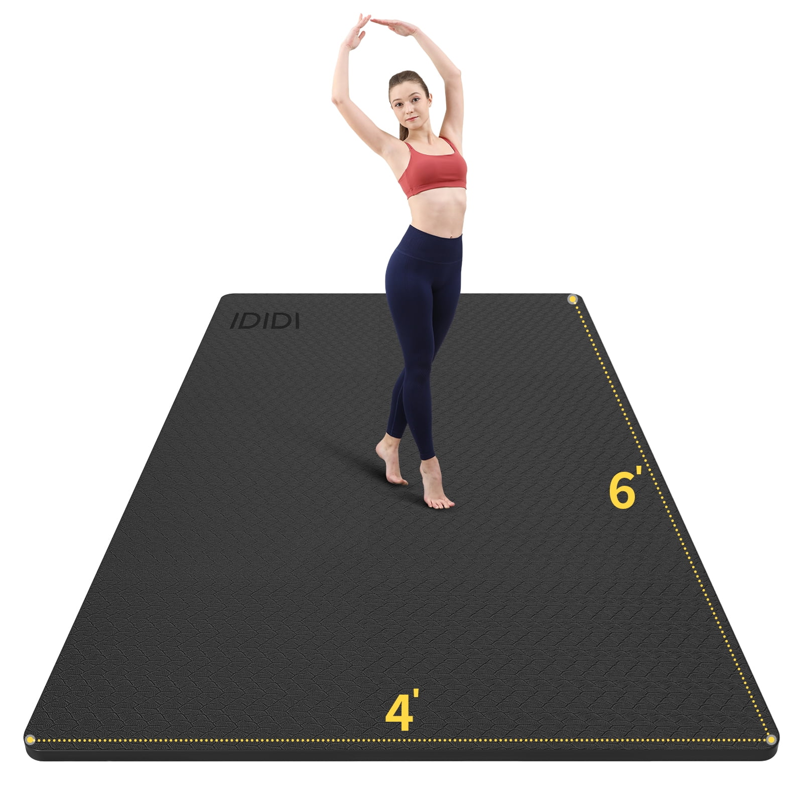 8mm Large Yoga Mat (6'x 4') with Soft Fabric - Extra Long and Wide 72 x ...