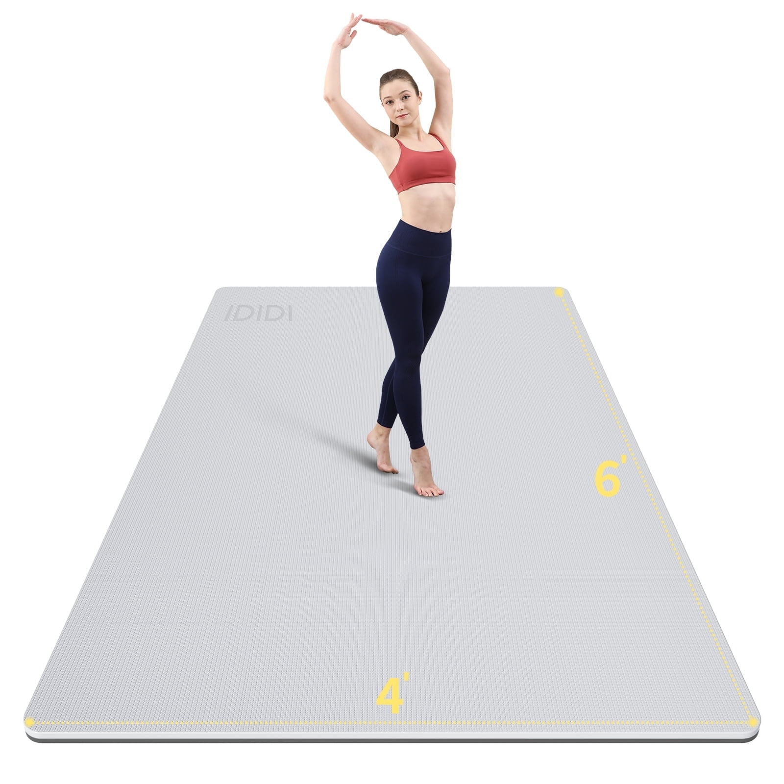 8mm Large Yoga Mat (6'x 4') with Soft Fabric - Extra Long and Wide 72 x ...