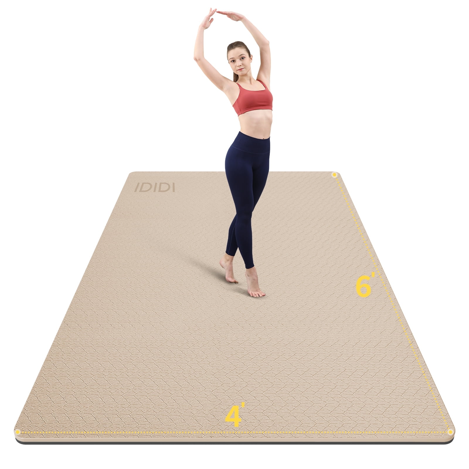 8mm Large Yoga Mat (6'x 4') with Soft Fabric - Extra Long and Wide 72 x ...