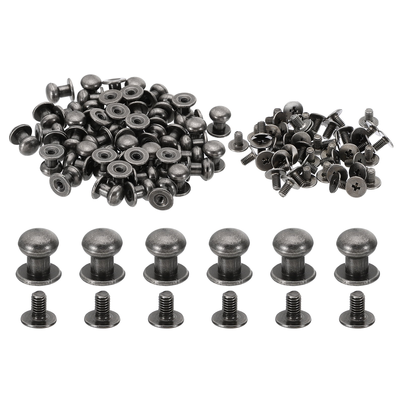 8mm Leather Rivets, 30 Sets Round Button Head Studs Metal Screw Studs ...