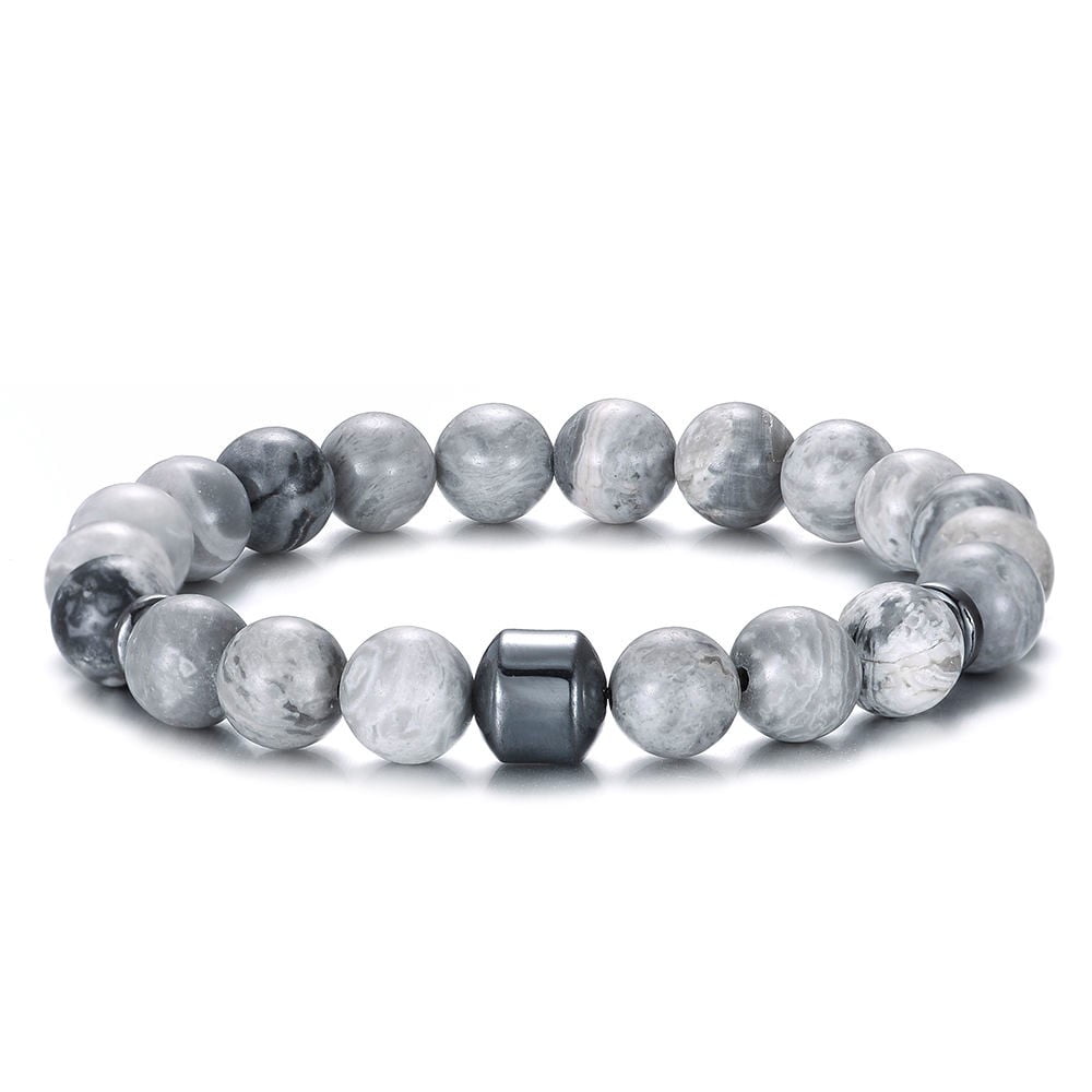 8mm Magnet Charm Beads Stretch Natural Map Stone Yoga Bracelet for ...