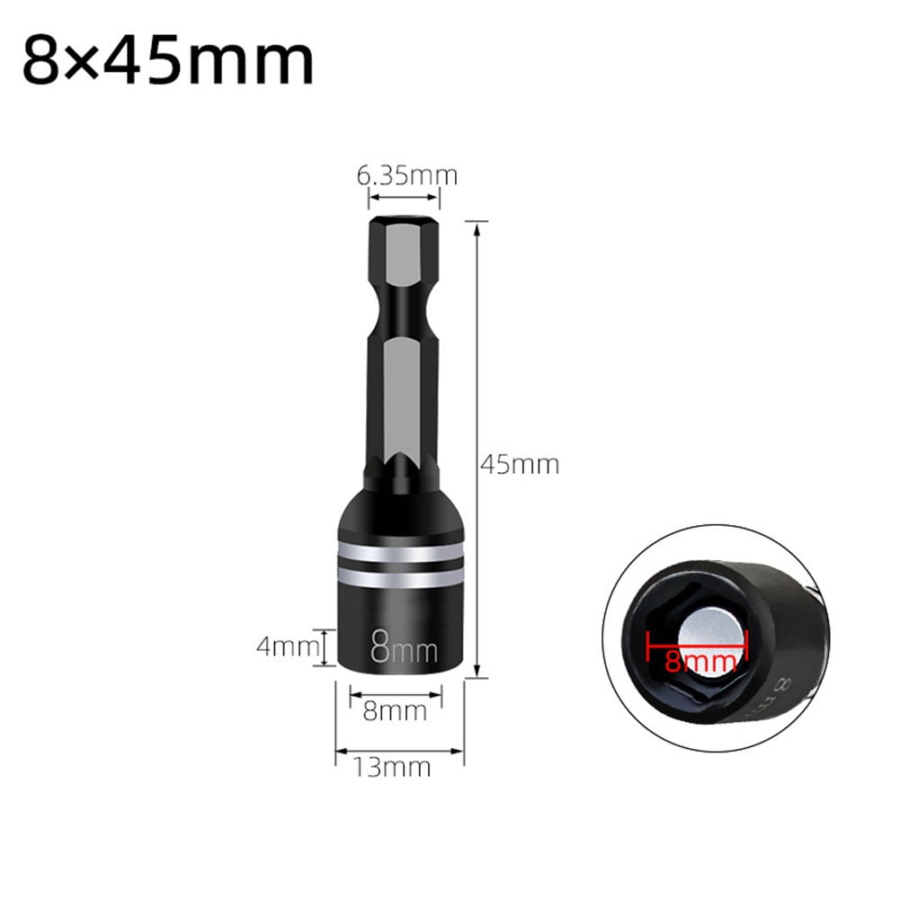 8mm Magnetic Nut Screwdriver Socket Bit Hex Shank Driver Adapter Socket ...
