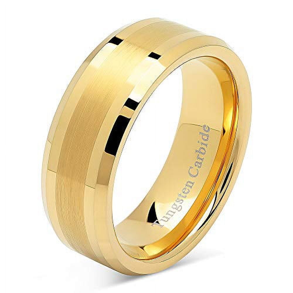 100S Jewelry Brushed Gold Tungsten Carbide Wedding Band, 14K Gold ...