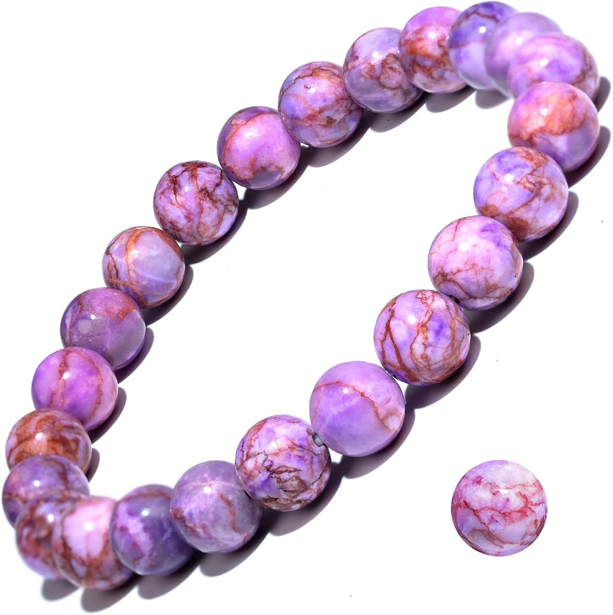 8mm Natural Gemstone Stretch Bracelet, Handmade Unisex Crystal ...