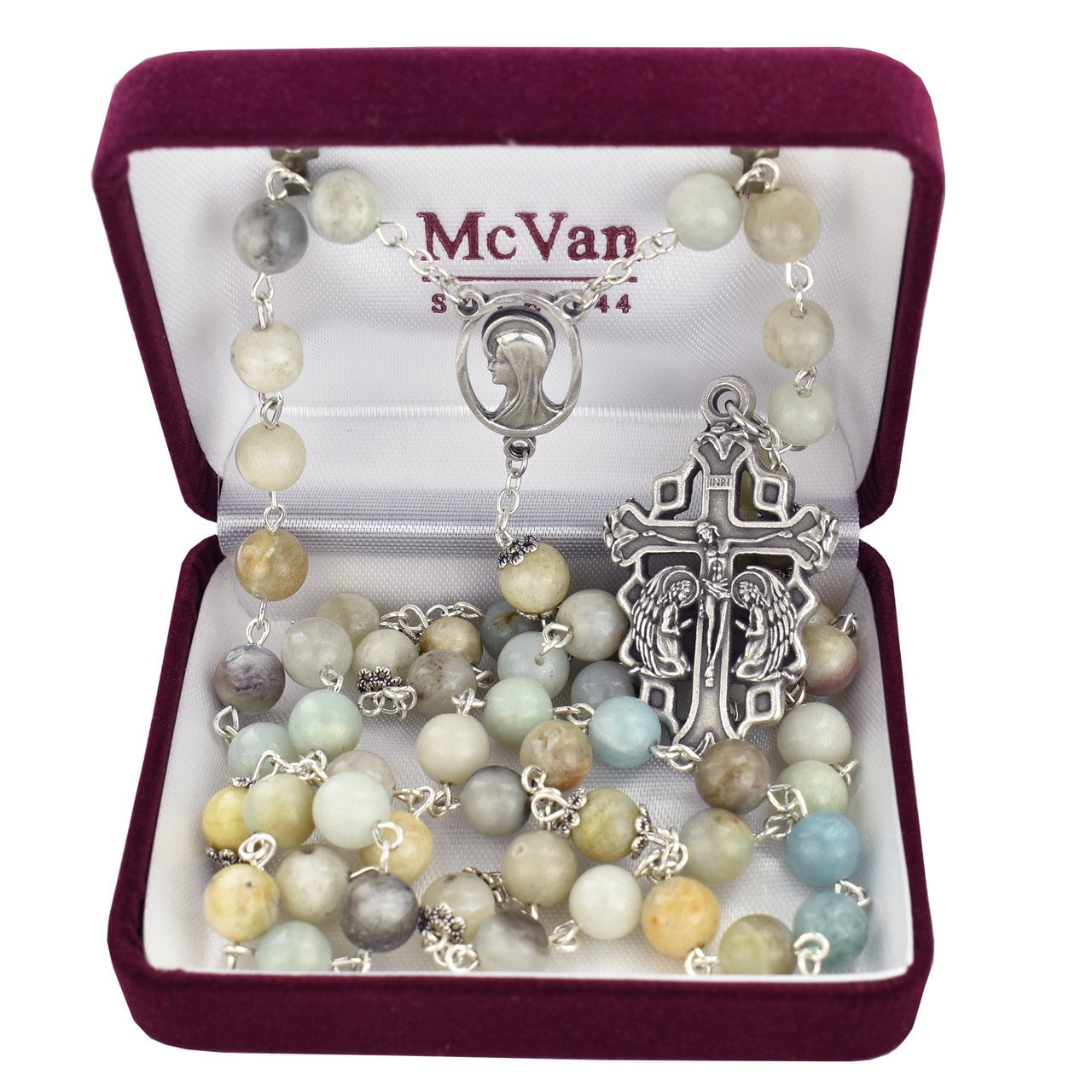 8mm Picasso Stone Adoration Rosary - Amazonite Beads - Walmart.com