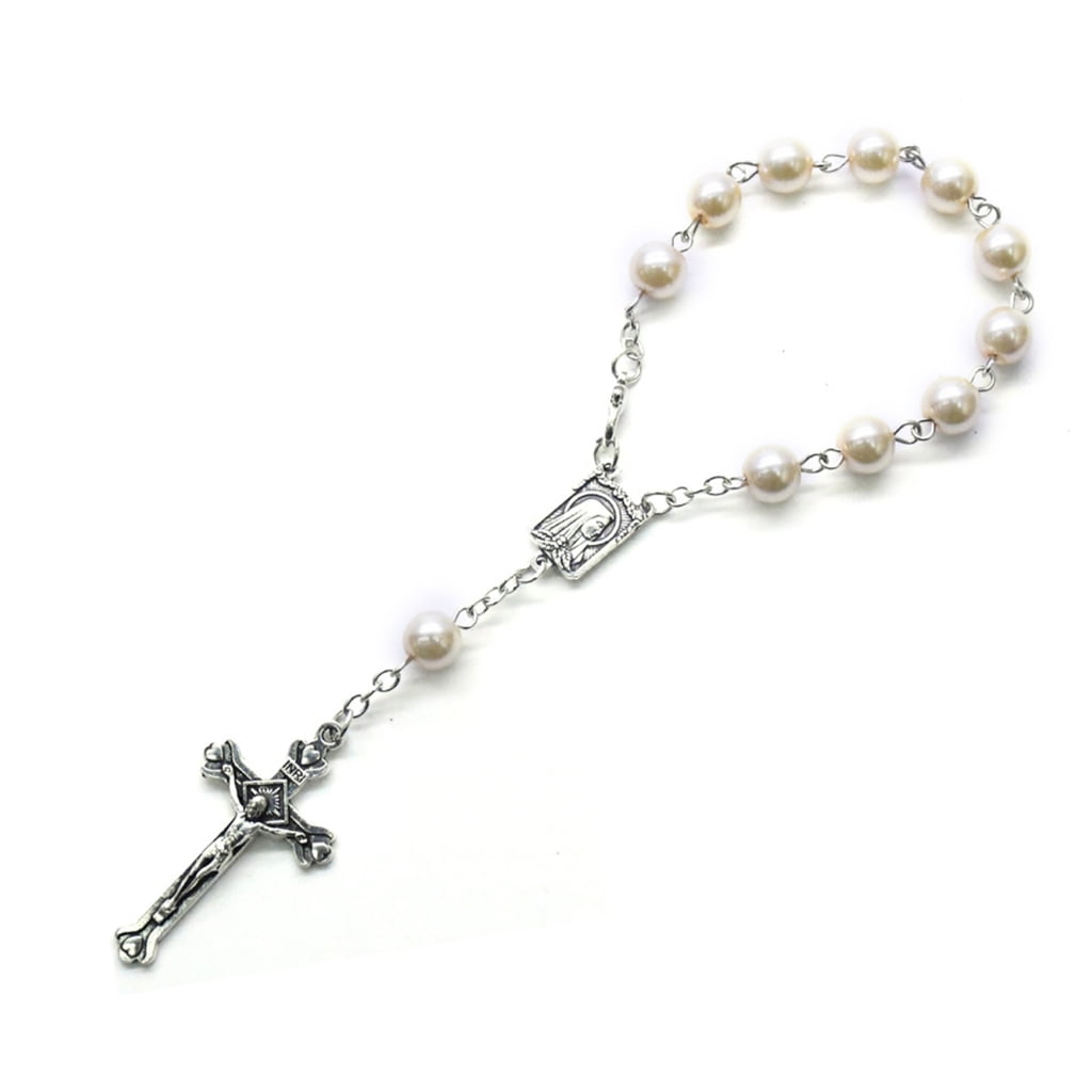 8mm Rosary Baptism Favor 11-Bead Pearl Finger Rosaries Weddings Party ...