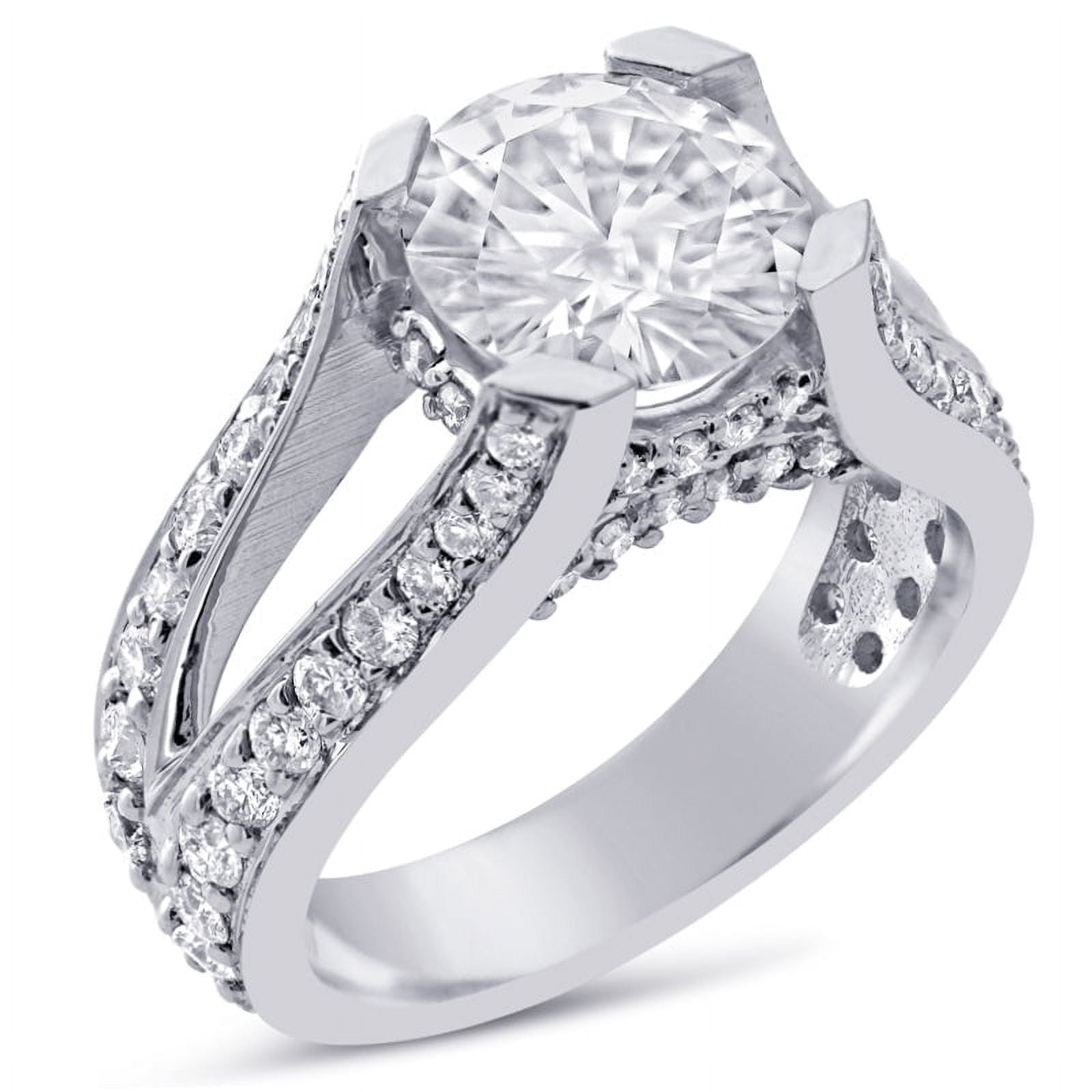 8mm Round Cut Forever One Moissanite With Diamonds Split Shank ...