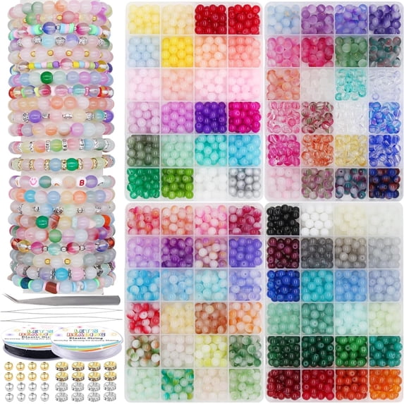 8mm Round Glass Beads for Making - 2545 count 96Colors Beads Crafting ...