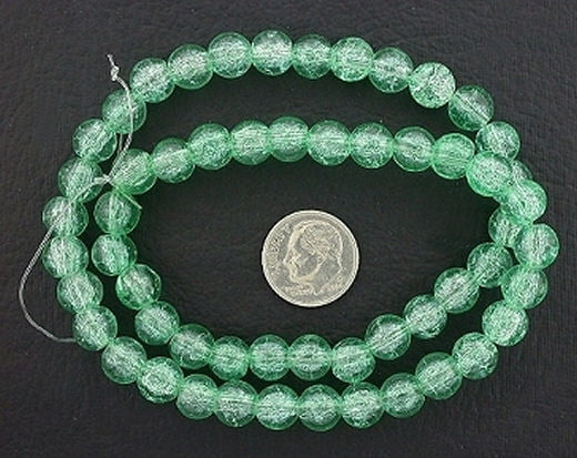 8mm Round Light Green Crackle Glass Beads - Walmart.com