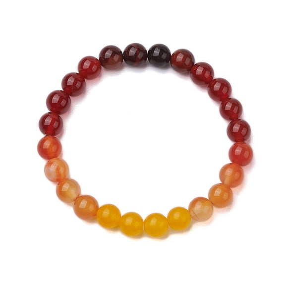 8mm Round Natural Carnelian Agate Malaysia Jade Beaded Stretch ...