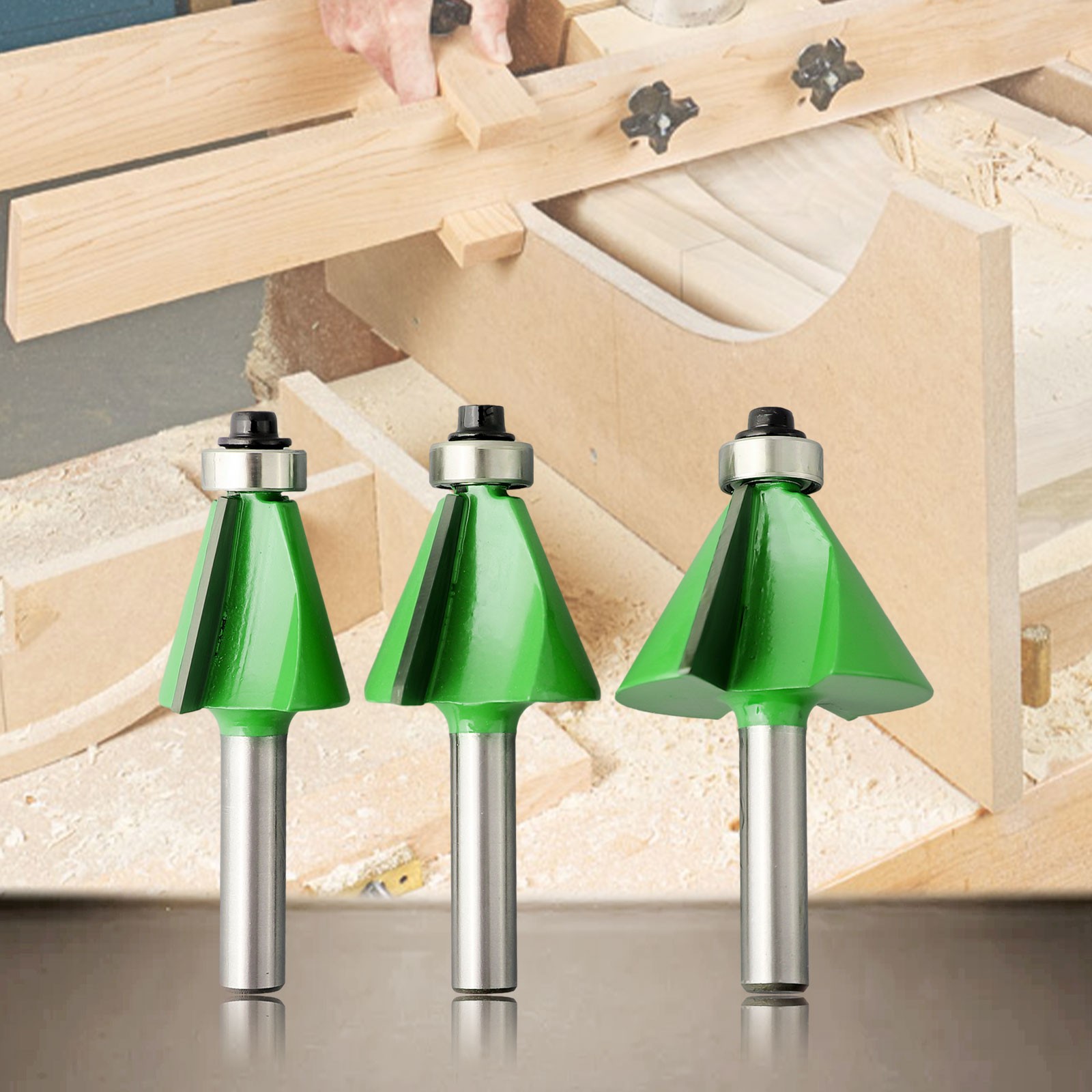 8mm Shank Chamfer Router Bit Set 15 22.5 30 Degree Milling Cutter ...