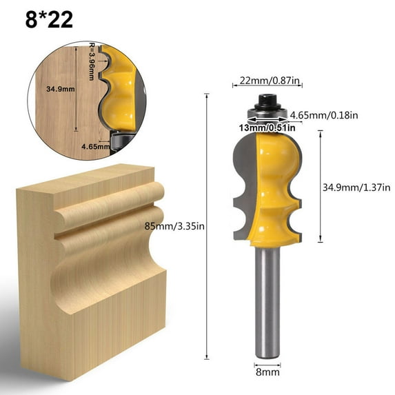 8mm Shank Router Bits, 5pc Wood Milling Set for Cabinets Door Frames ...
