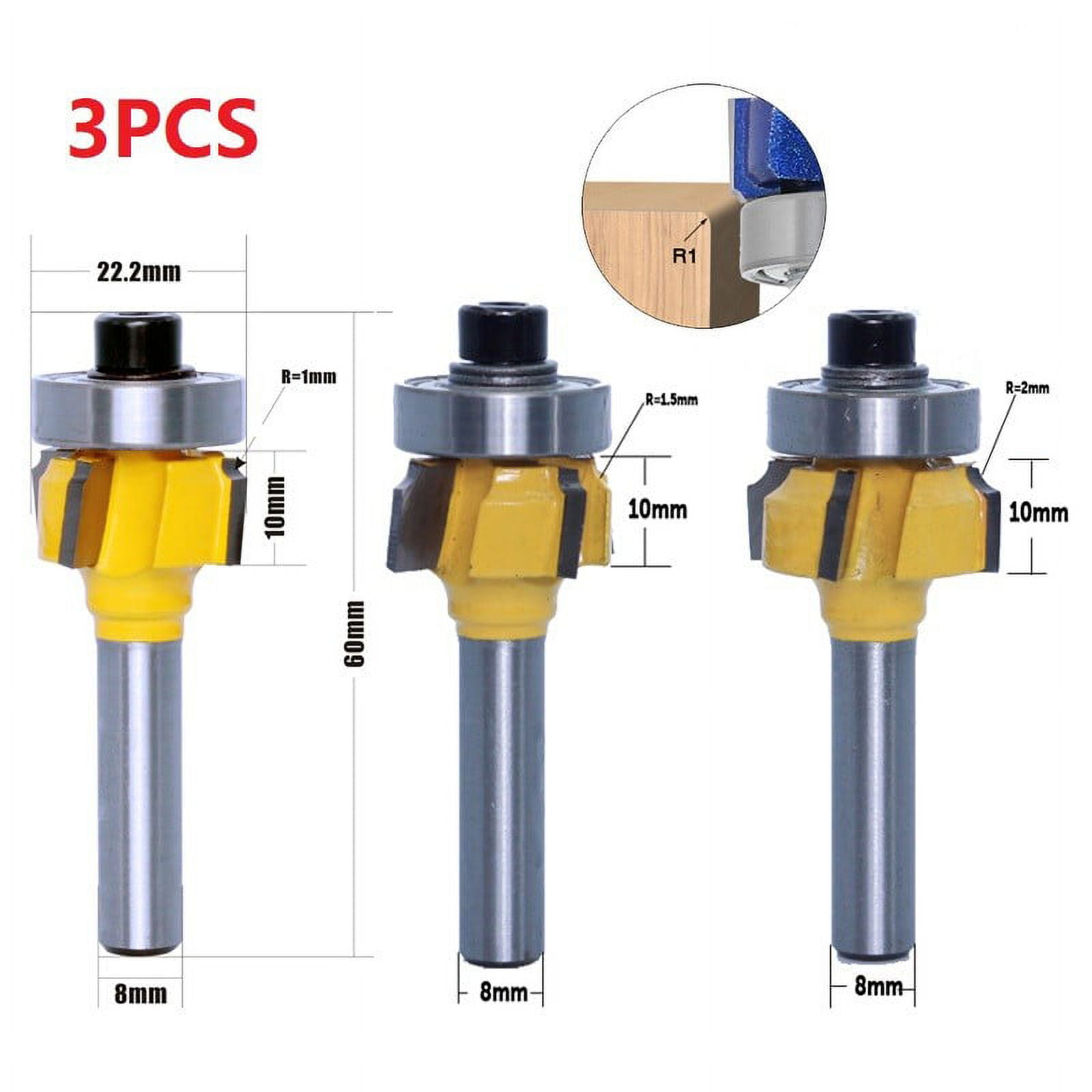 8mm Shank Woodworking Milling Cutter R1mm R1.5mm R2mm Trimming Edge ...