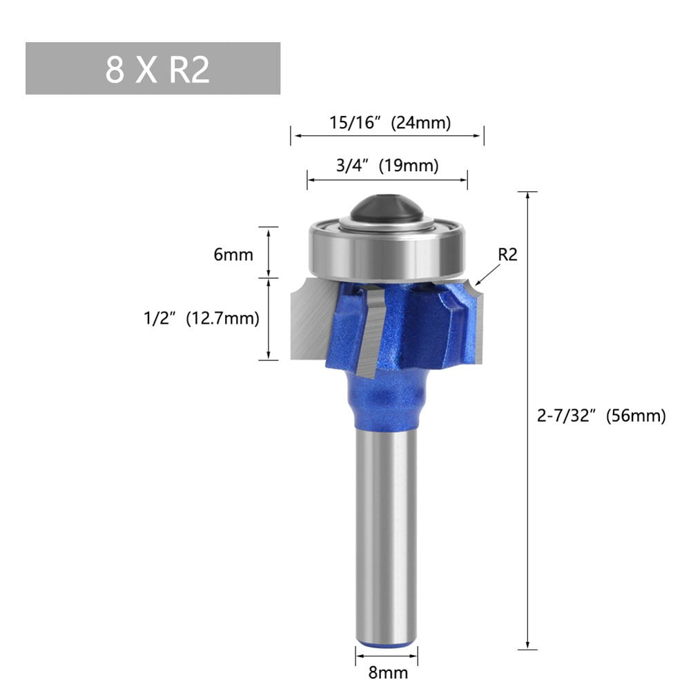 8mm Shank Woodworking Router Bit for Edge Trimming R1 R2 R3 - Walmart.com