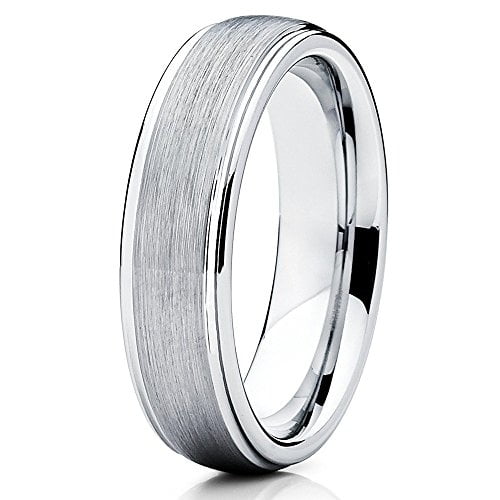 8mm Silver Brushed Tungsten Ring Dome Tungsten Tungsten Wedding Band ...
