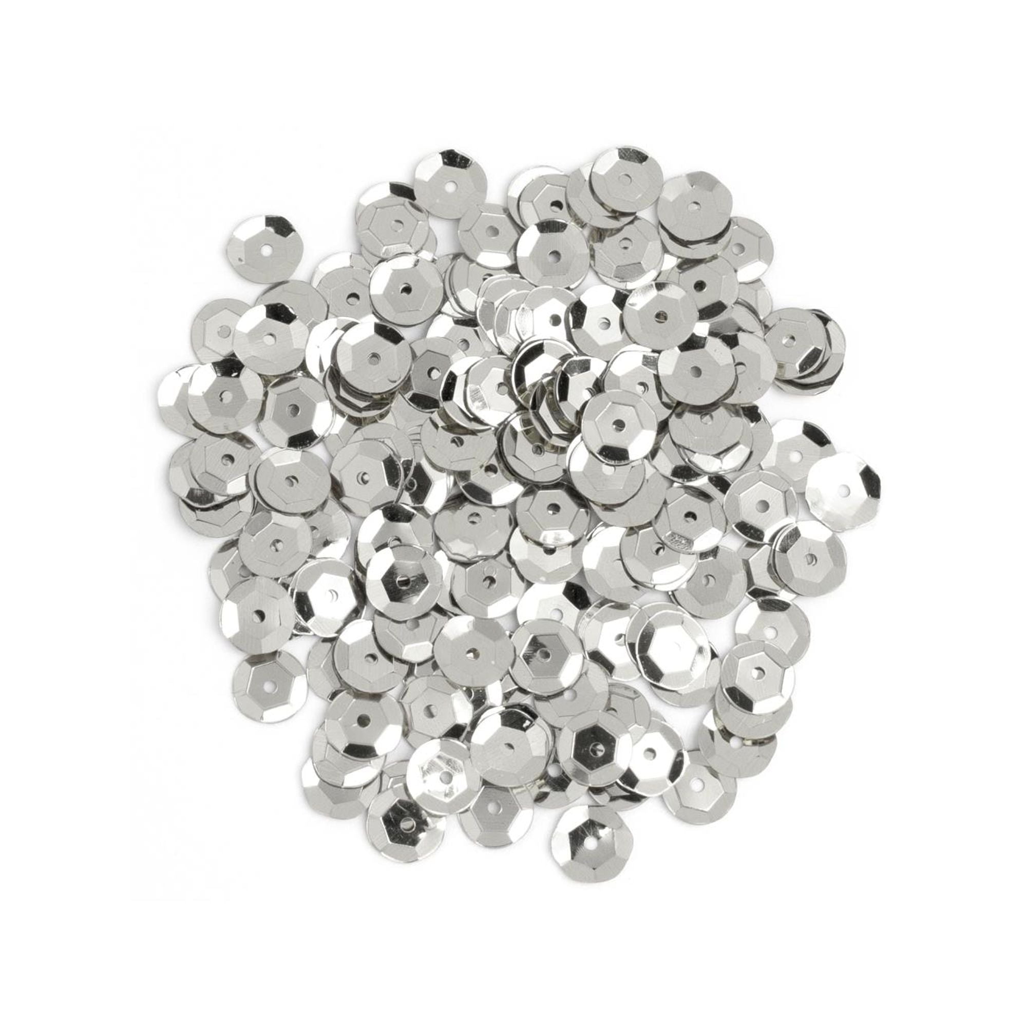 8mm Silver Sequins | Silver Cupped Sequins - 8mm - Round - 200 Pieces ...