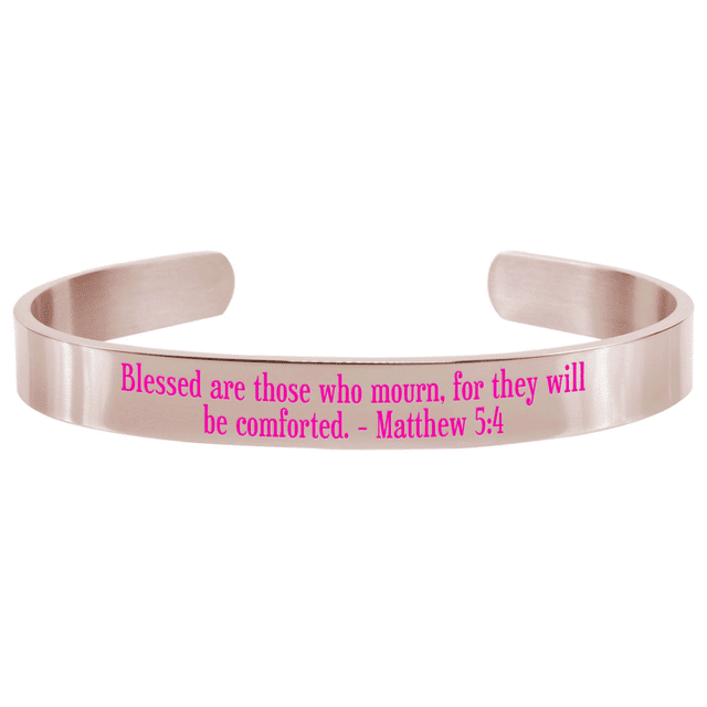 8mm Solid Stainless Steel Colored Scripture Cuff In Rose Gold By Pink ...