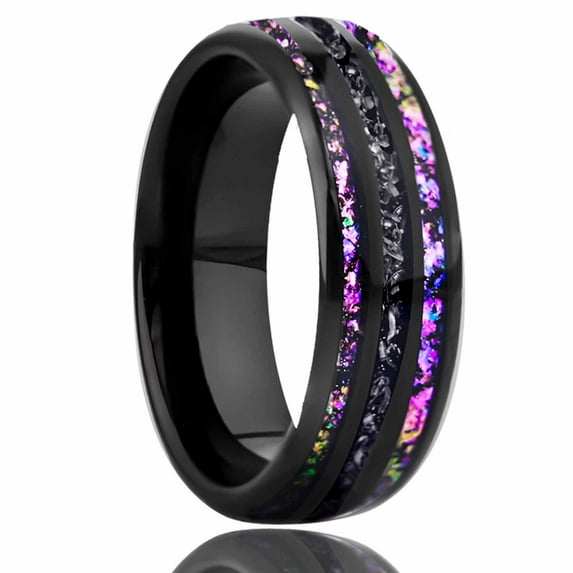 8mm Spherical Tungsten Steel Ring Inlaid with Brocade Stone Middle ...