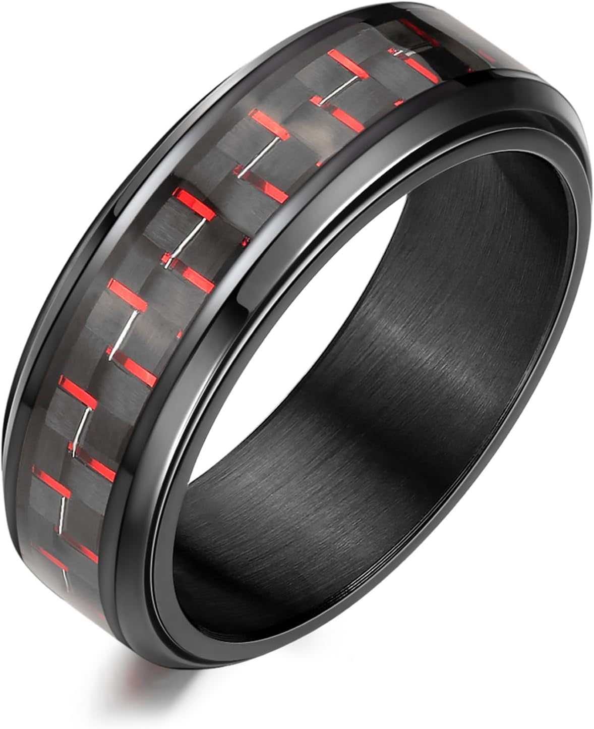 8mm Spinner Black/Blue/Silver Carbon Fiber Ring Black Spinner Anxiety ...
