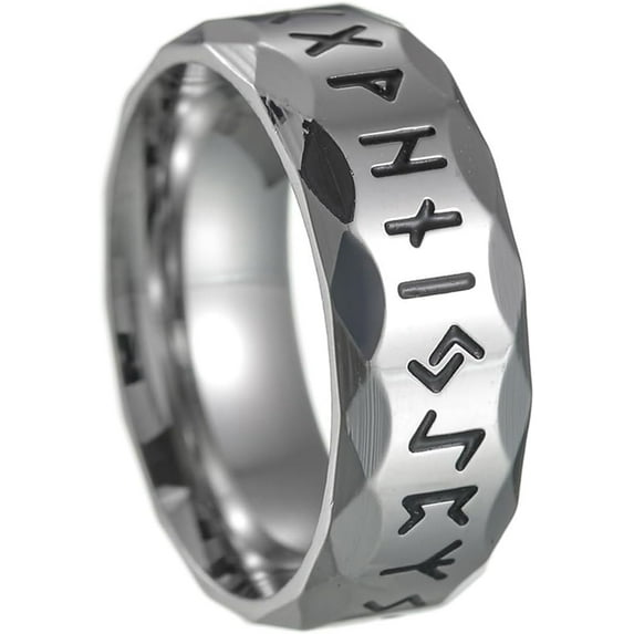 8mm Stainless Steel Norse Viking Raven Runes Band Style Biker Cocktail ...