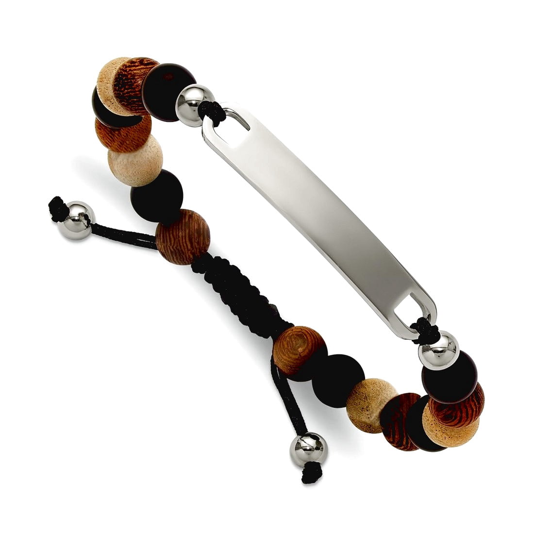 8mm Stainless Steel Polished Camphor Tigerwood Simulated Onyx Bead ...
