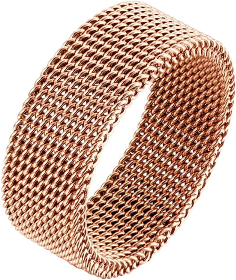 8mm Stainless Steel Wire Mesh Simple Plain Wedding Band Ring - Walmart.com