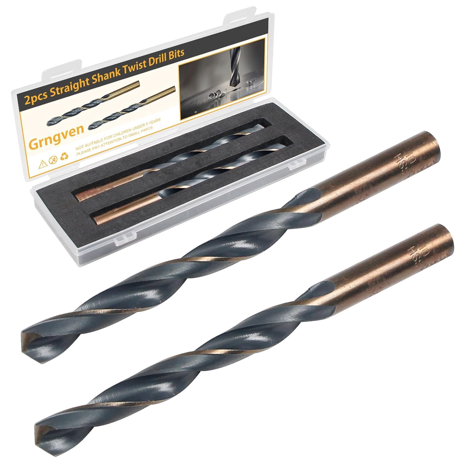 8mm Straight Shank Drill Bits 2pcs 4341 High-Speed Stee Black and Gold ...