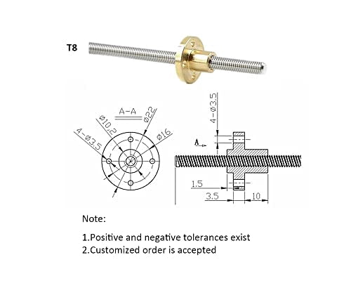 8mm T8 Lead Screw Kit (400mm/15.75" Lead Screw + Copper Nut +Nut ...