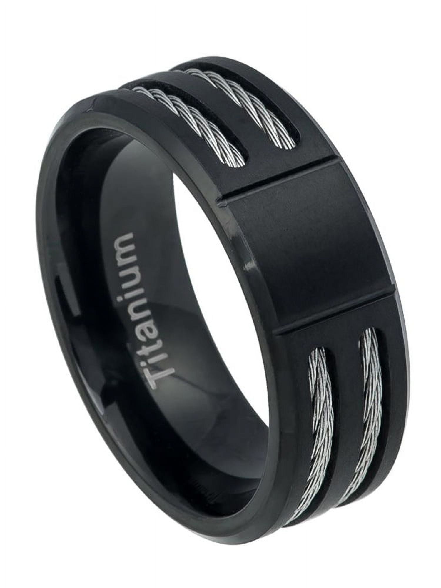 8mm Titanium Black IP Beveled with Brushed Center and Double Cable ...
