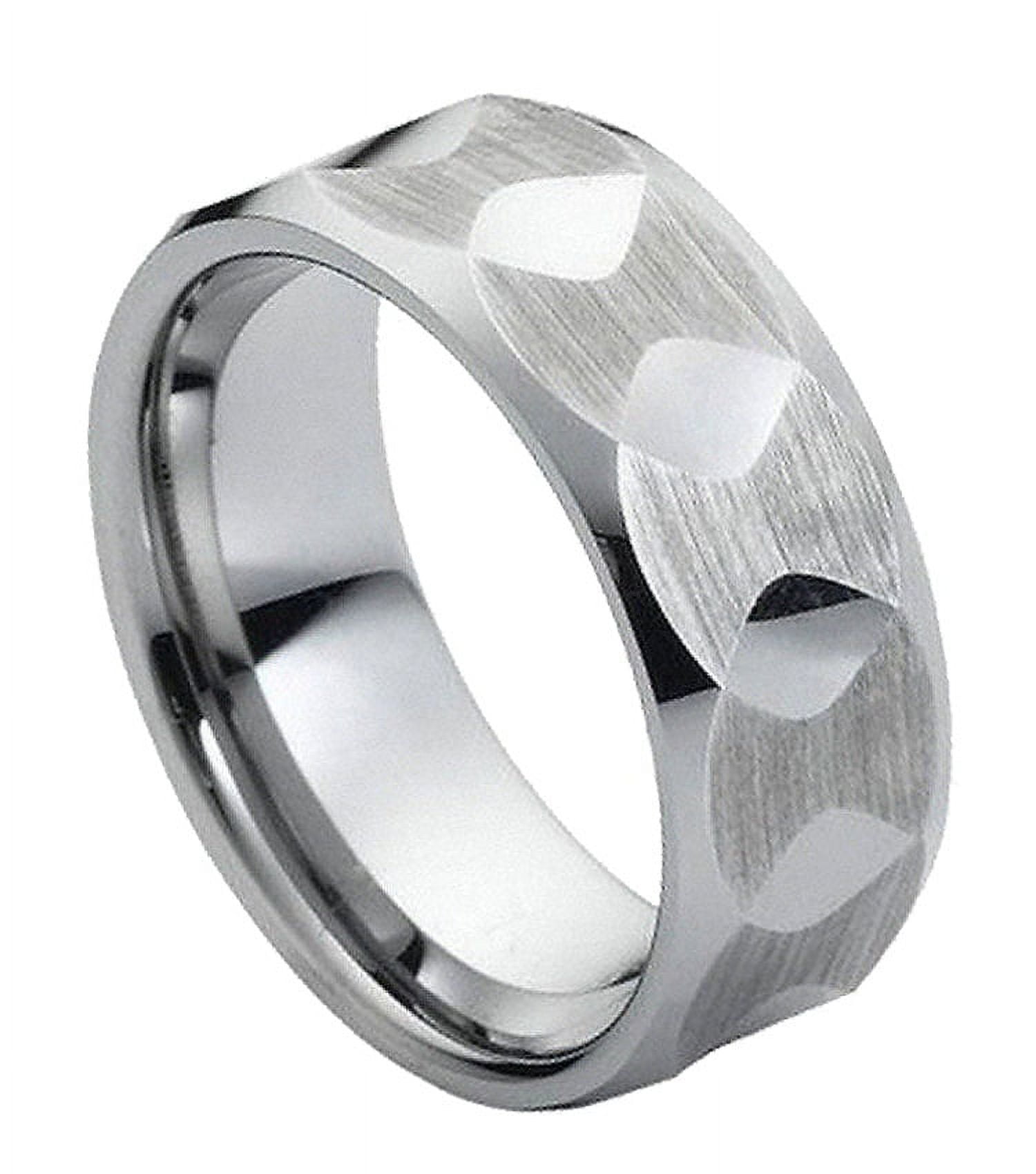 8mm Tungsten Carbide Beveled Edge brushed With Shiny Facet Pattern ...