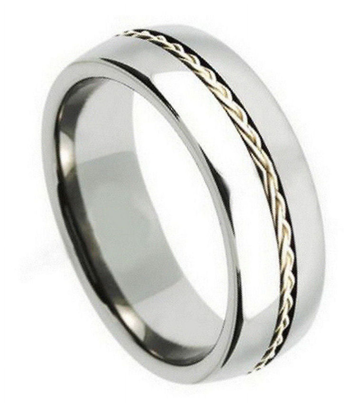 8mm Tungsten Carbide Shiny With .925 Silver Braided Rope Inlay Wedding ...