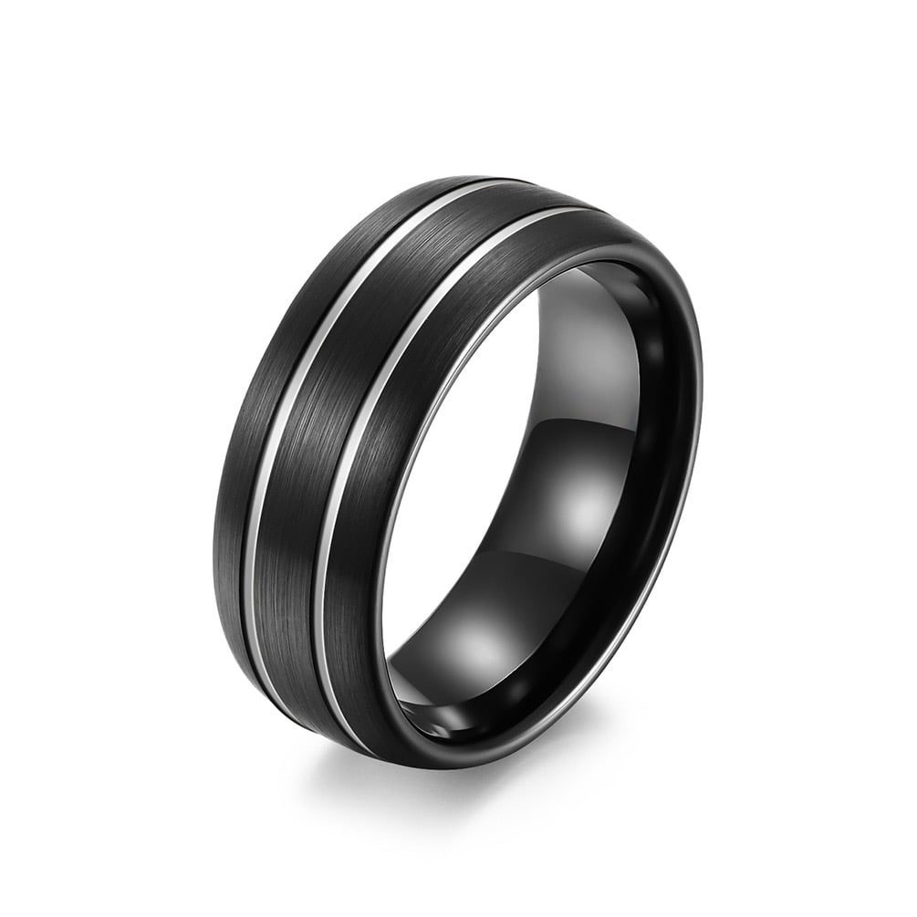 8mm Tungsten Rings for Men, Classic Wending Band Engagement Promise ...