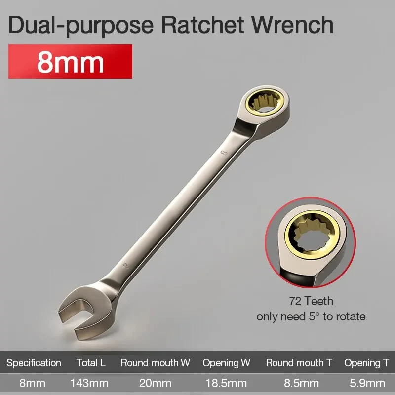 8mm Universal Spanners Golden Ratchet Wrenches Torx Wrench Adjustable ...