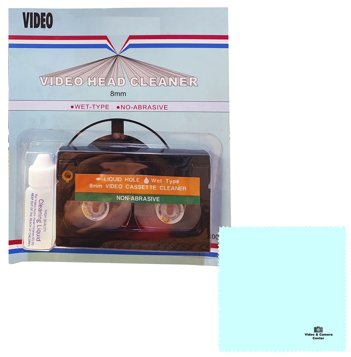 8mm Video Cassette Cleaner with Cleaning Fluid + VCC113 Micro-Fiber ...