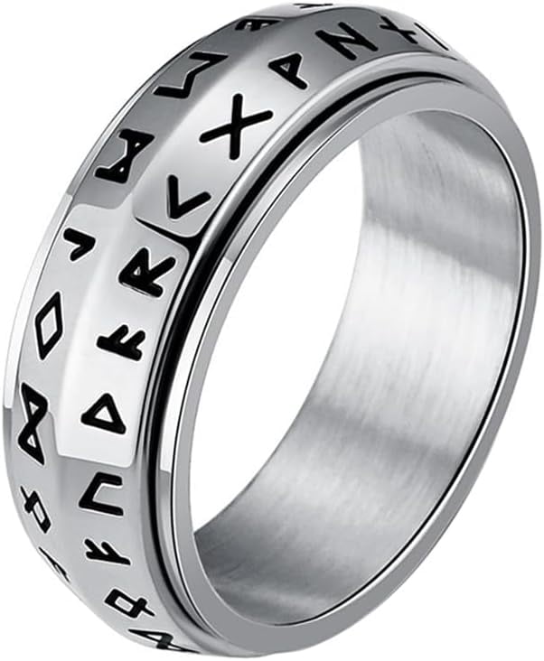 8mm Viking Anxiety Spinner Ring for Men Women Stainless Steel Viking ...