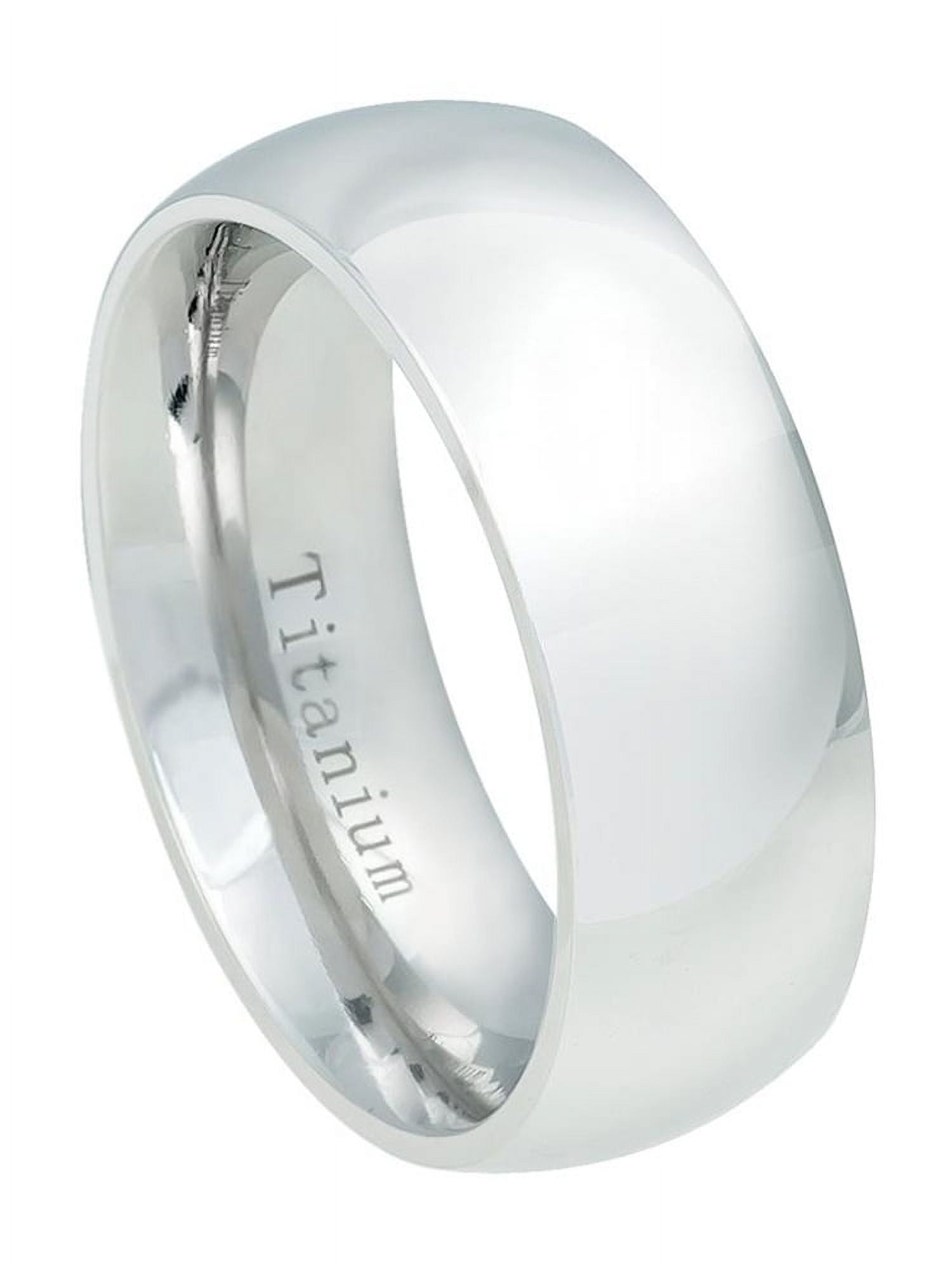 8mm White Titanium High Polish Classic Domed Wedding Band Ring For Men ...