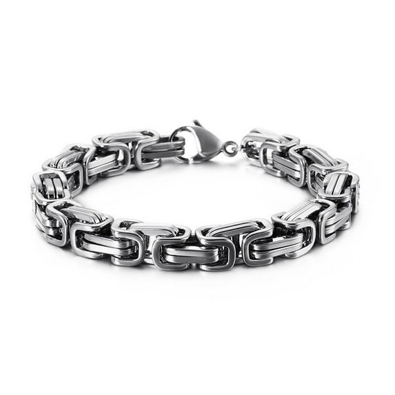 8mm Wide 316L Stainless Steel Bracelet Byzantine Link Chain Bracelet ...