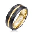 8mm Wide Brushed Men Women Tungsten Carbide Ring Groove Inlay Comfort ...