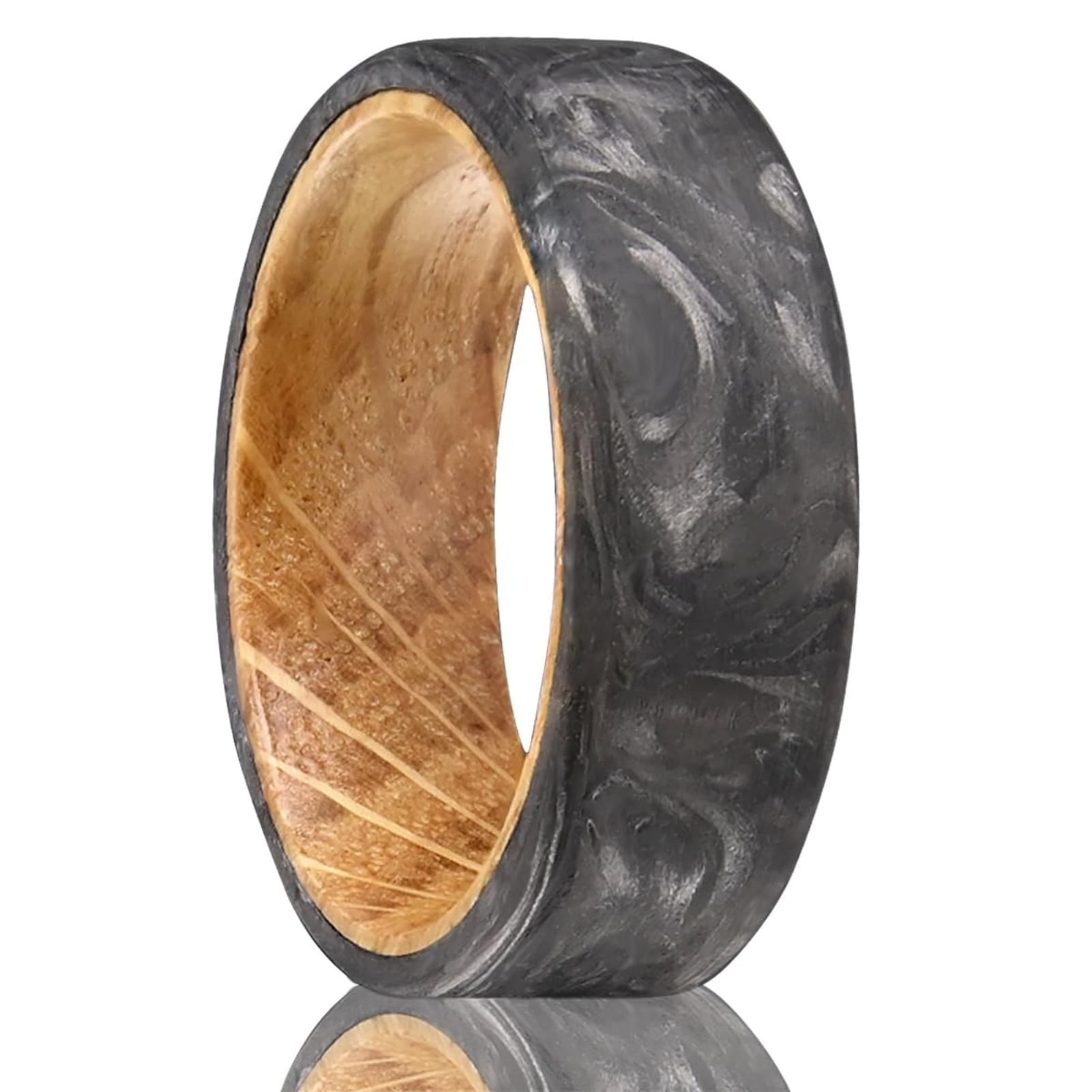 8mm Wide Oak Combo Black Fiber Ring Cask Wood Ring - Walmart.com