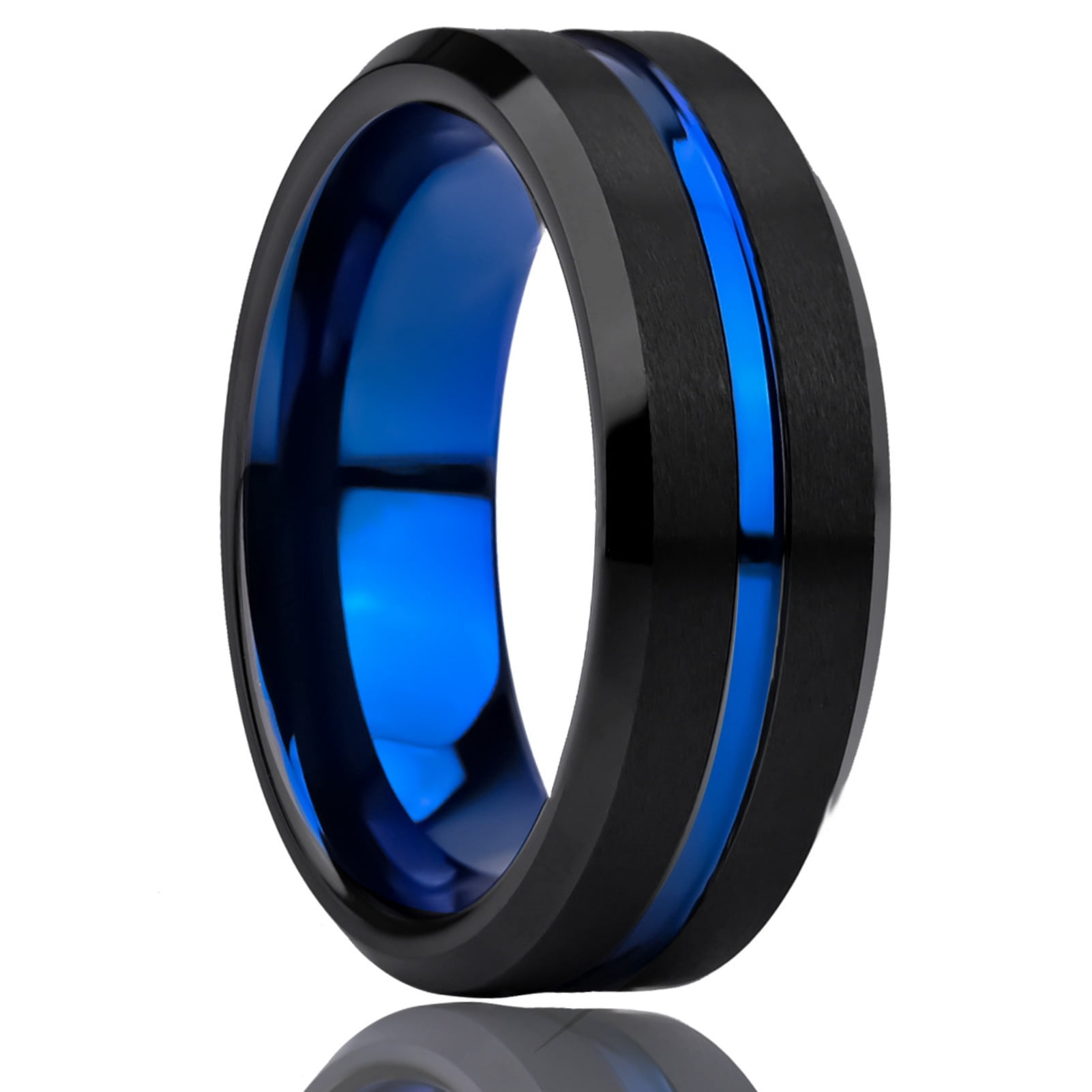 8mm Wide Tungsten Carbide Classic Ring Sandblasted Beveled Edge Rings ...