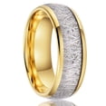 8mm Wide Tungsten Gold Ring Spherical Inlaid Meteorite Silver Wire Men ...