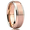 8mm Wide Tungsten Steel Electroplated Rose Gold Classic Step Chamfer Surface Sand Ring - Walmart.com