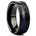 8mm Wide Tungsten Steel Hammer Pattern Black Ring Inlaid with Purple ...