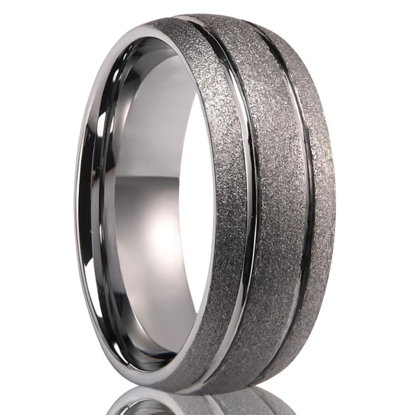 8mm Wide Tungsten Steel Ring Sandblasted Silver Men's Ring - Walmart.com