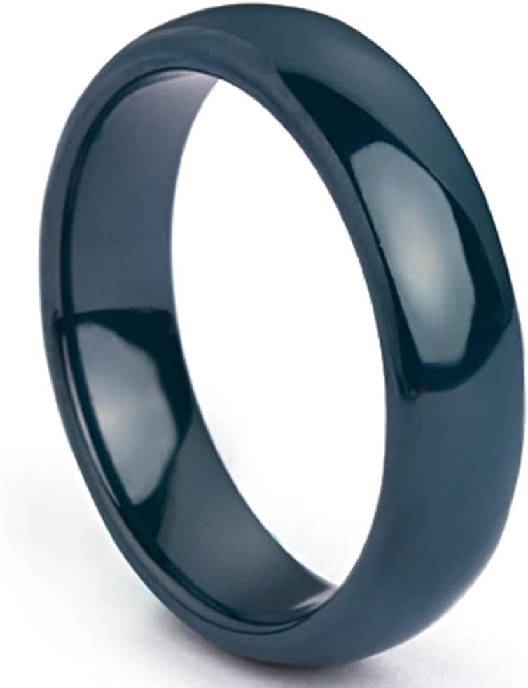 8mm Width High Polished Classic Simple Plain Dome Style Ceramic Wedding ...